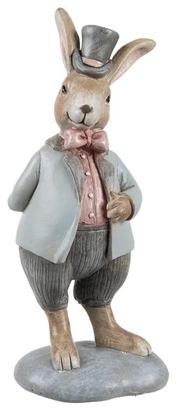 Dekorace králičí muž v modrém obleku - 8*7*19 cm