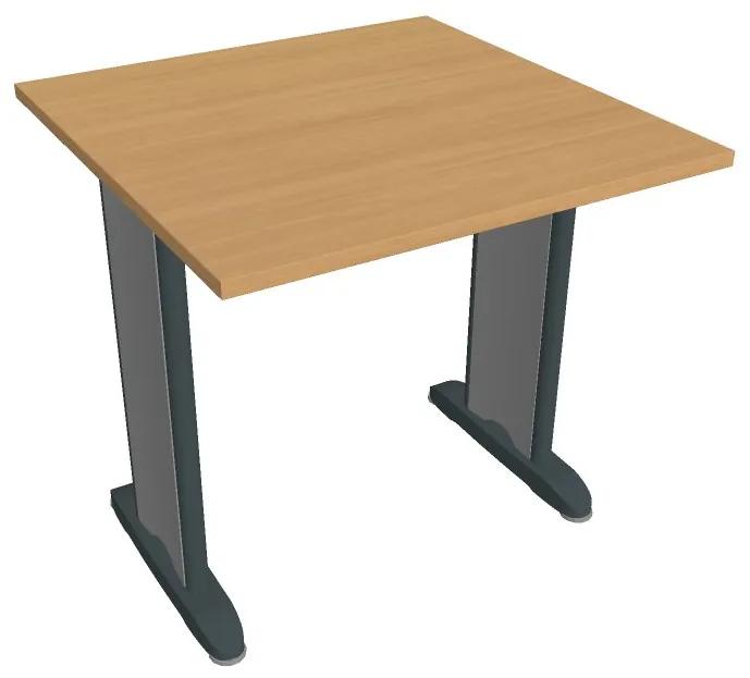 Stůl jednací rovný 80 cm - Hobis Flex FJ 800 Dekor stolové desky: buk, Barva nohou: černá
