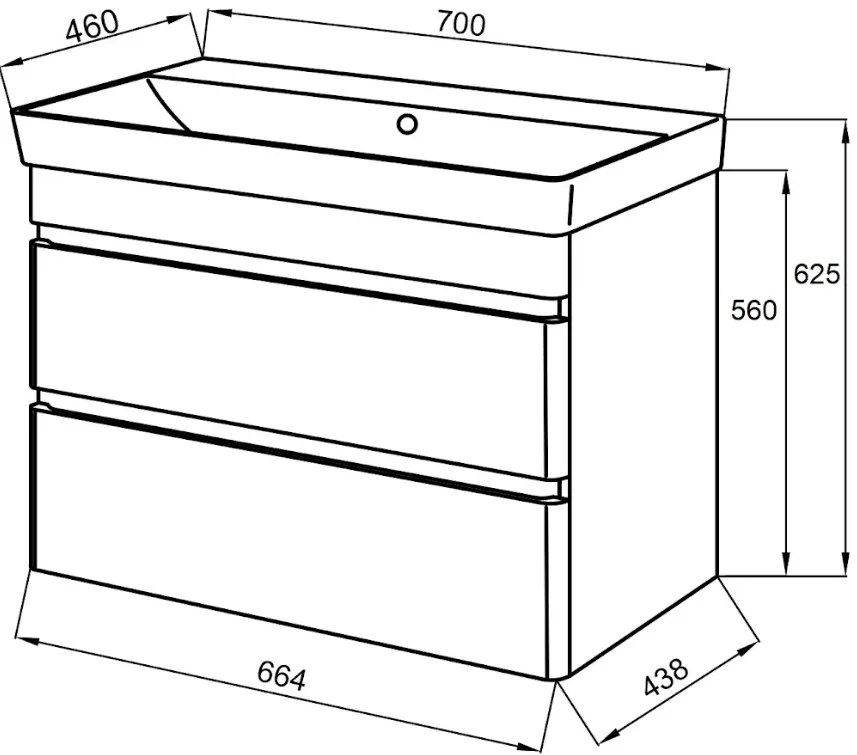 Lavedo Vivace Mokko Air 70 koupelnová skříňka s umyvadlem