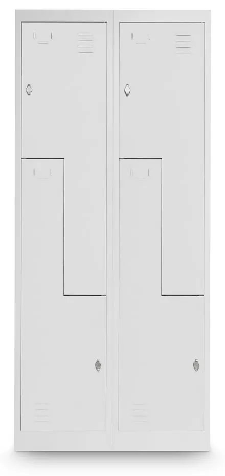 Kovová šatní skříňka Z, 80 x 50 x 180 cm, otočný zámek, světle šedá - RAL 7035