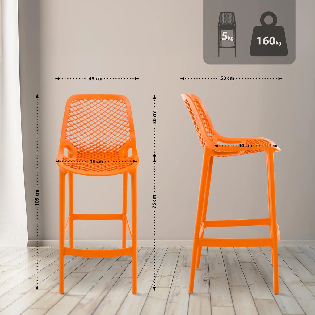 Sada 2 barových židlí Air – oranžová
