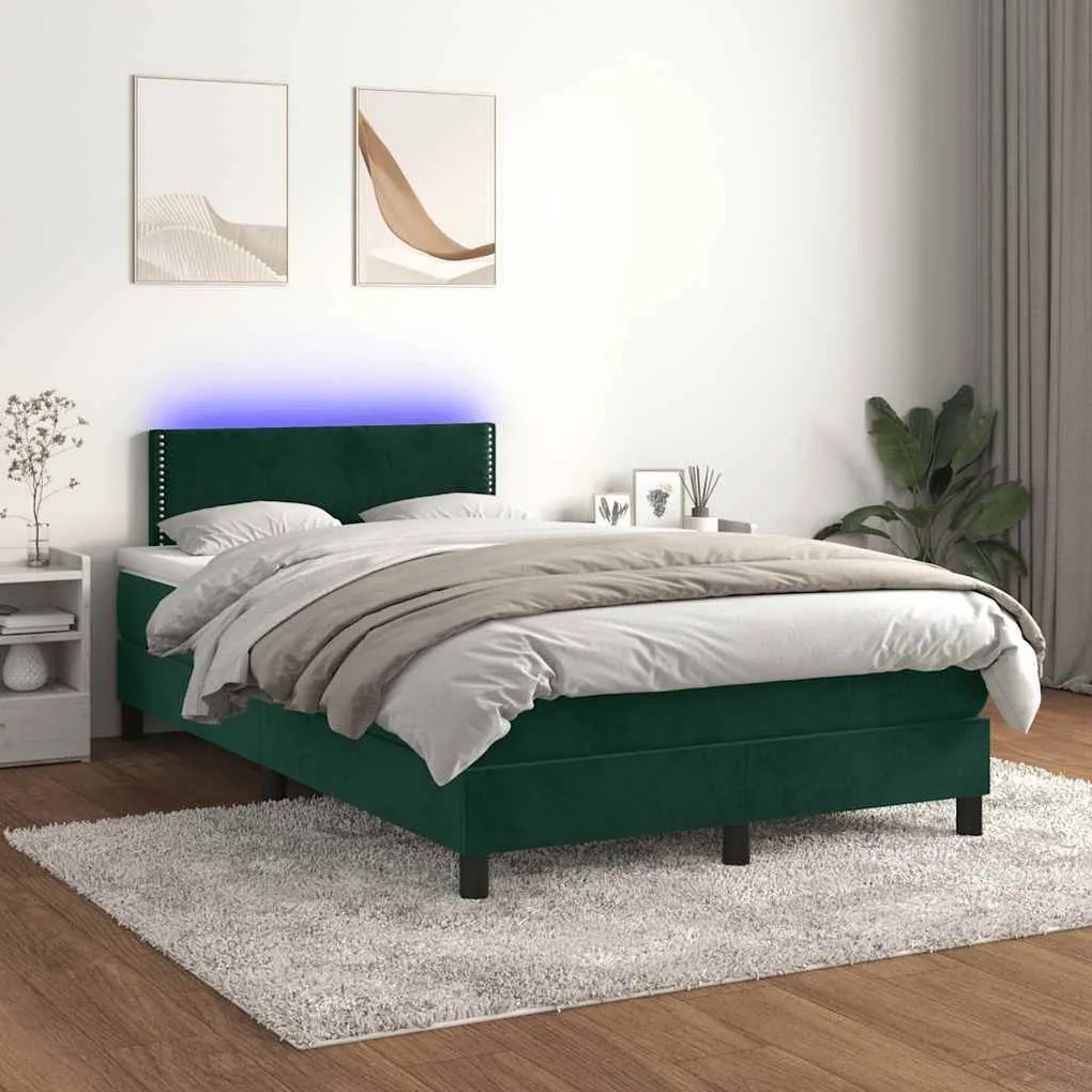 vidaXL Box spring postel s matrací a LED 120 x 190 cm samet [3270149] Barva: světle šedá