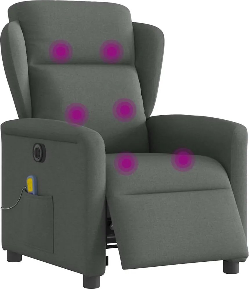Elektrické masážní polohovací křeslo tmavě šedé textil 3303125