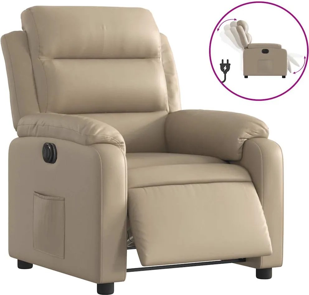 Elektrické polohovací křeslo cappuccino umělá kůže 3205034