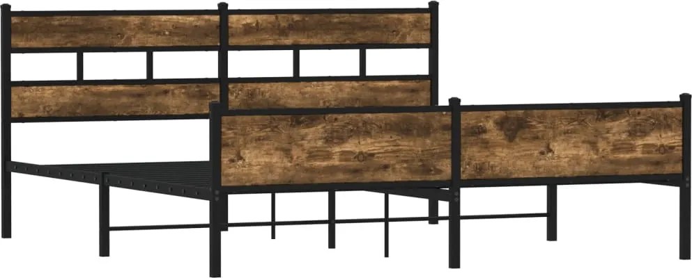 Kovový rám postele bez matrace kouřový dub 200 x 200 cm 3308494