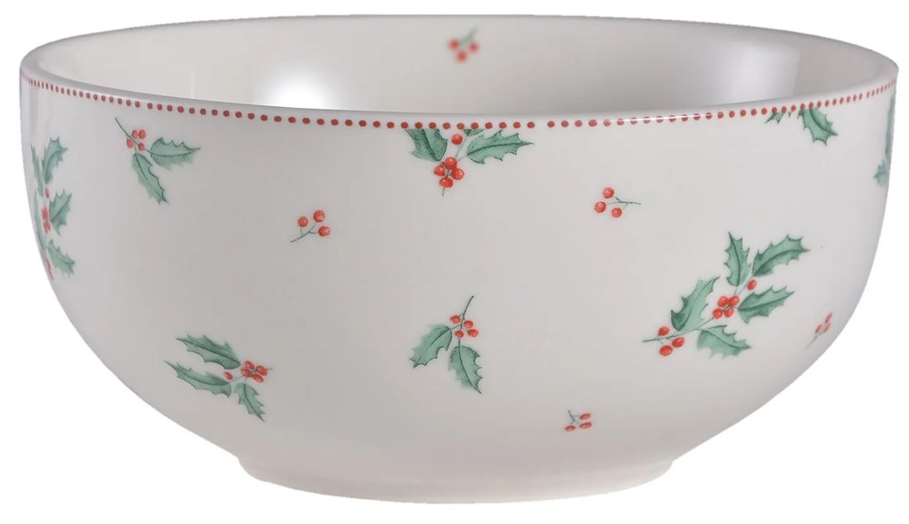 Porcelánová miska s cesmínou Holly Christmas - Ø 14*7 cm / 500 ml