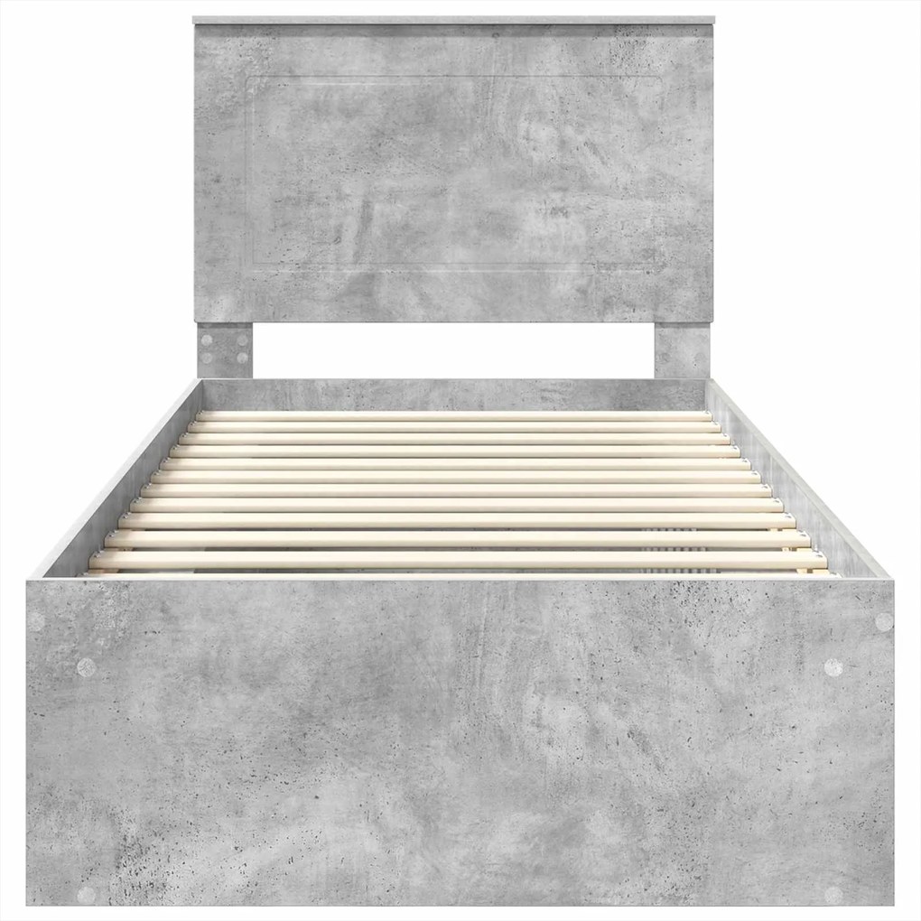 Rám postele s čelo Beton 90 x 200 cm Masivní borové dřevo 3409411