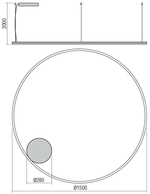 Redo group Redo Orbit direct, závěsné kruhové svítidlo, 110W LED 4000K stmívatelné TRIAC, bronz, prům. 150cm