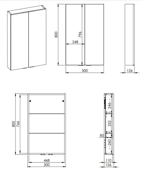 LOTOSAN univerzální horní skříňka SLIM 50cm, antracit matná AQ UN8312