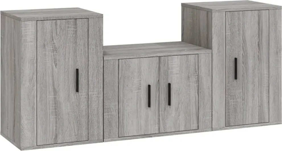 3dílný set TV skříněk šedý sonoma kompozitní dřevo 3188500