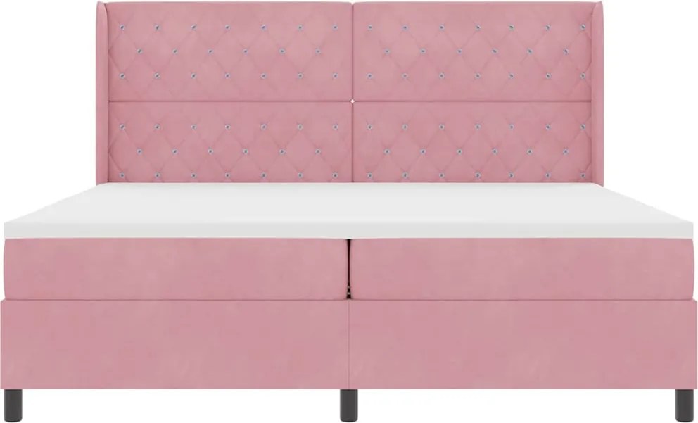 Postel s boxspringem s matrací s čelo Růžová 200 x 200 cm samet 3341977
