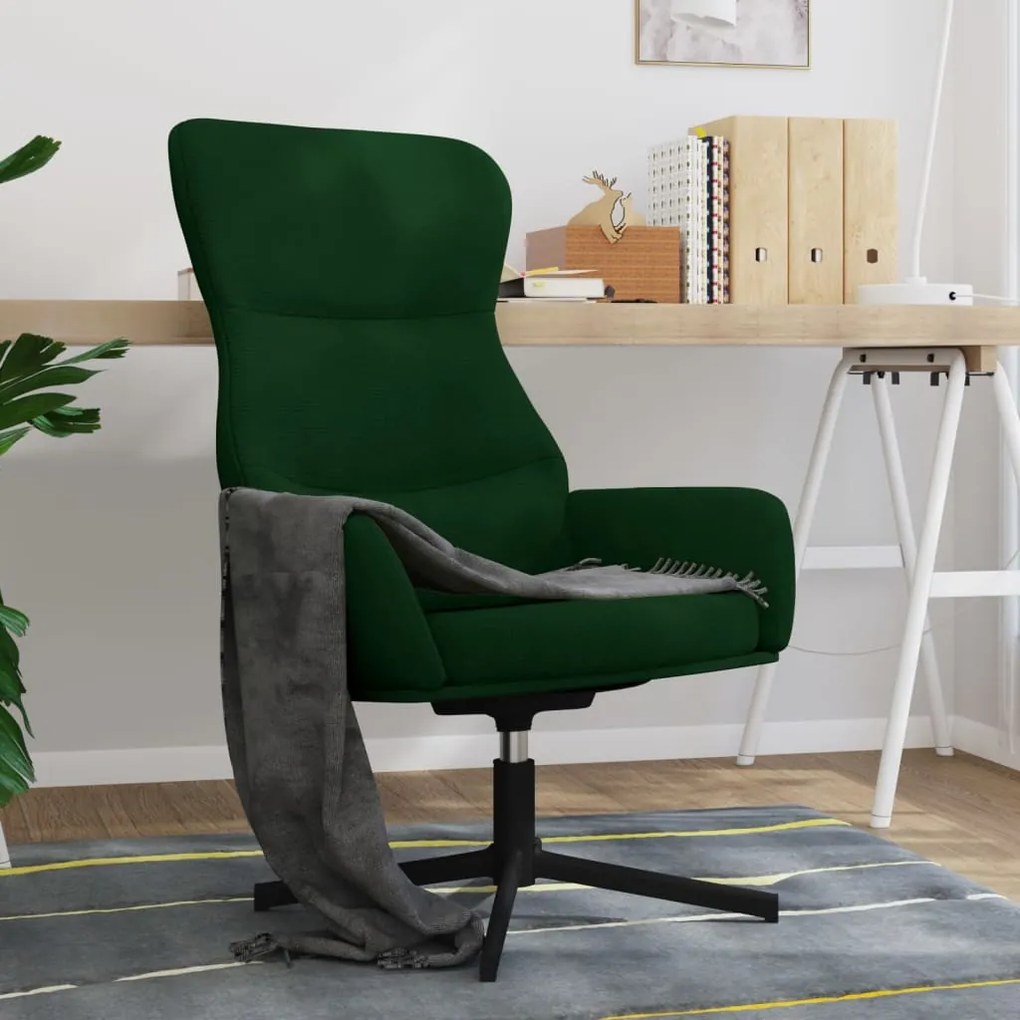 Relaxační křeslo tmavě zelené samet 341110