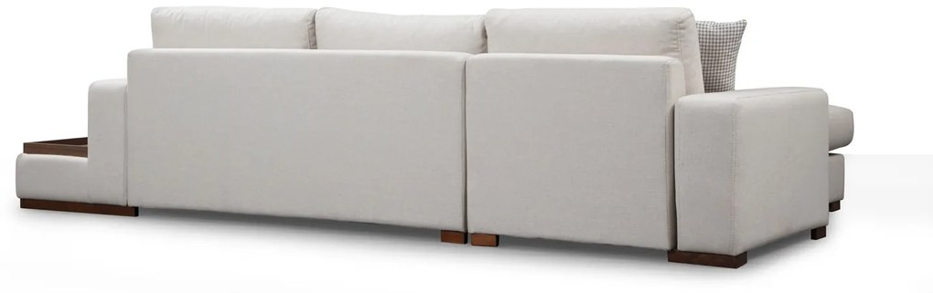 Rohová sedačka s integrovaným stolkem Bellona 312 cm béžová - levá