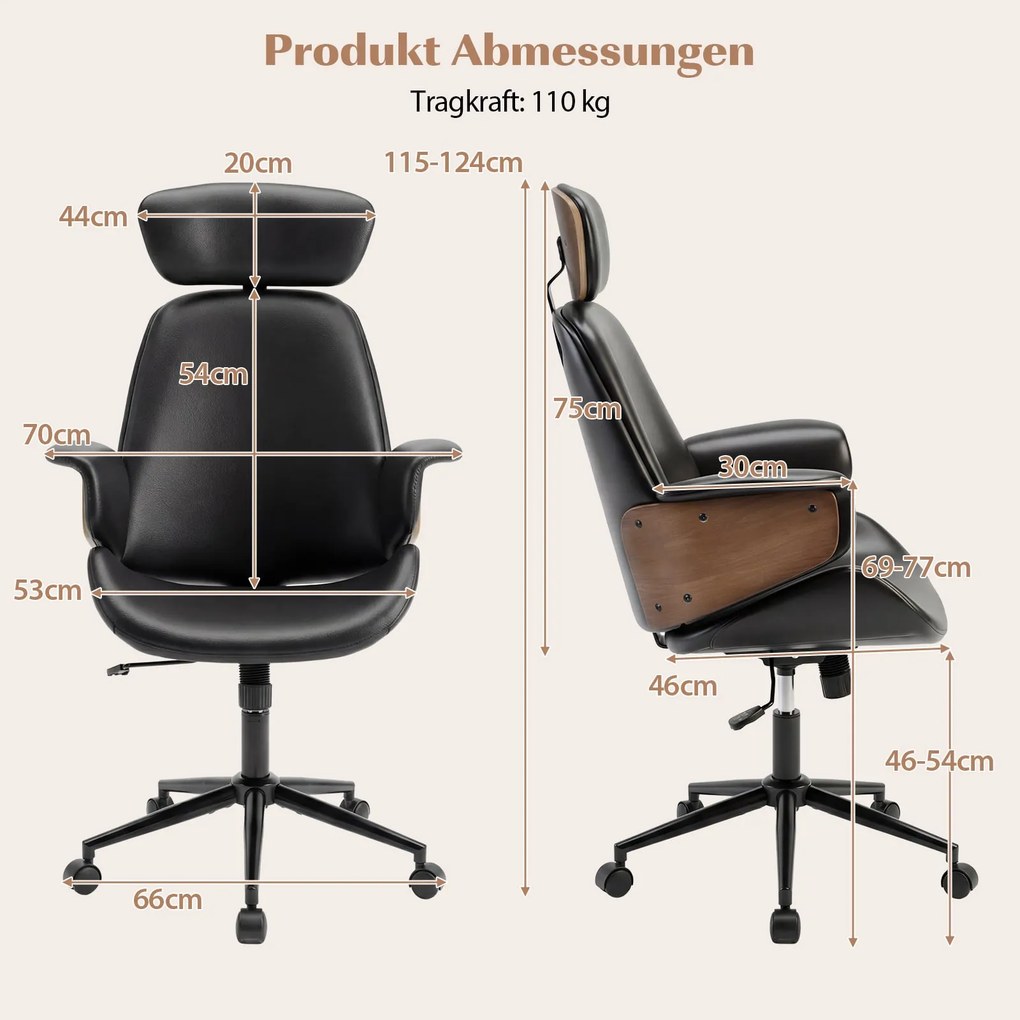 Costway Ergonomická kancelářská židle se zakřivenými područkami a opěradlem