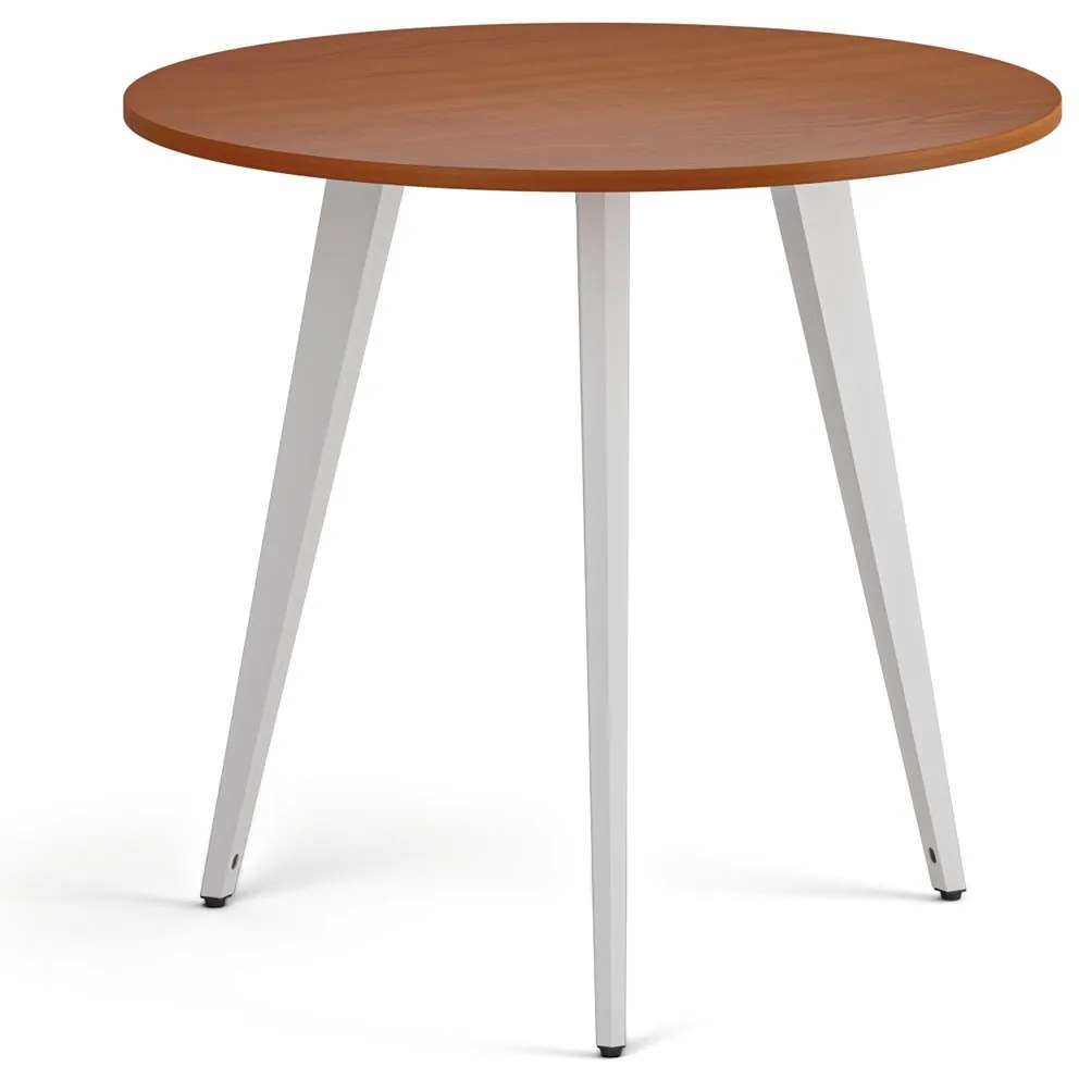 Konferenční stůl PRIMO VIBE, průměr 80 cm, bílá podnož, třešeň