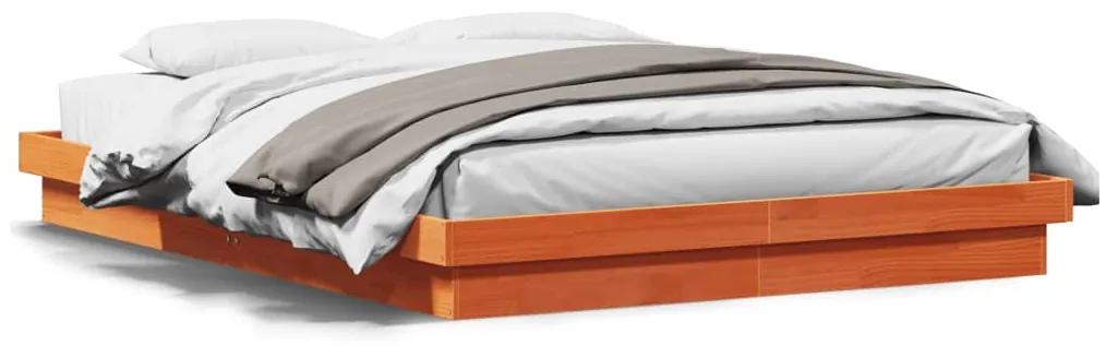 Rám postele s LED voskově hnědý 150 x 200 cm masivní borovice - Default Title