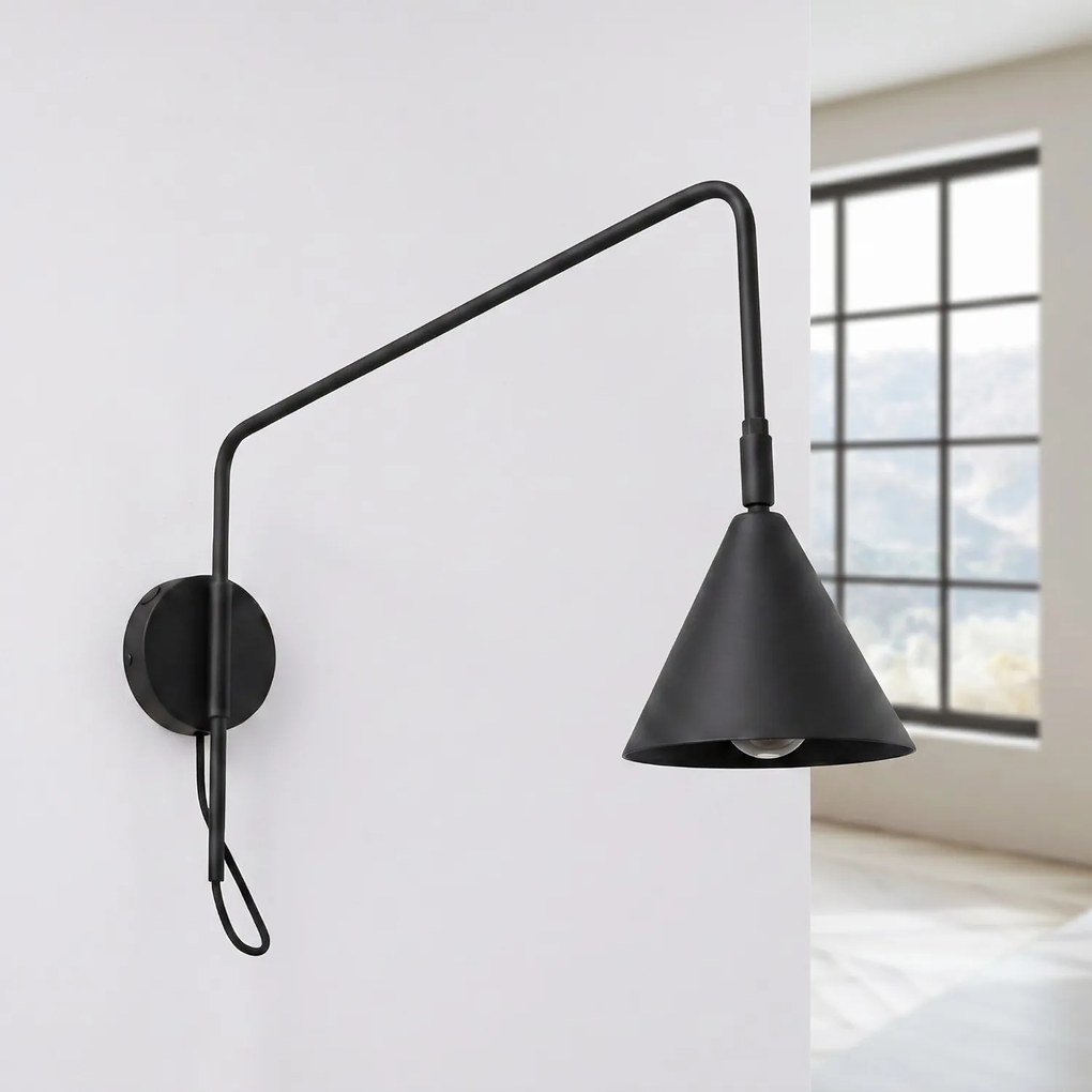 Sollux Lighting Nástěnné svítidlo NOX 1 černé s vypínačem