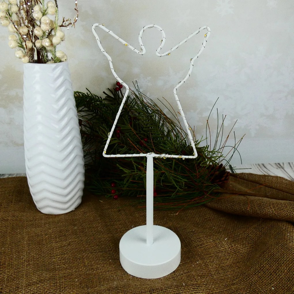 Vánoční dekorace- kovový anděl s LED osvětlením