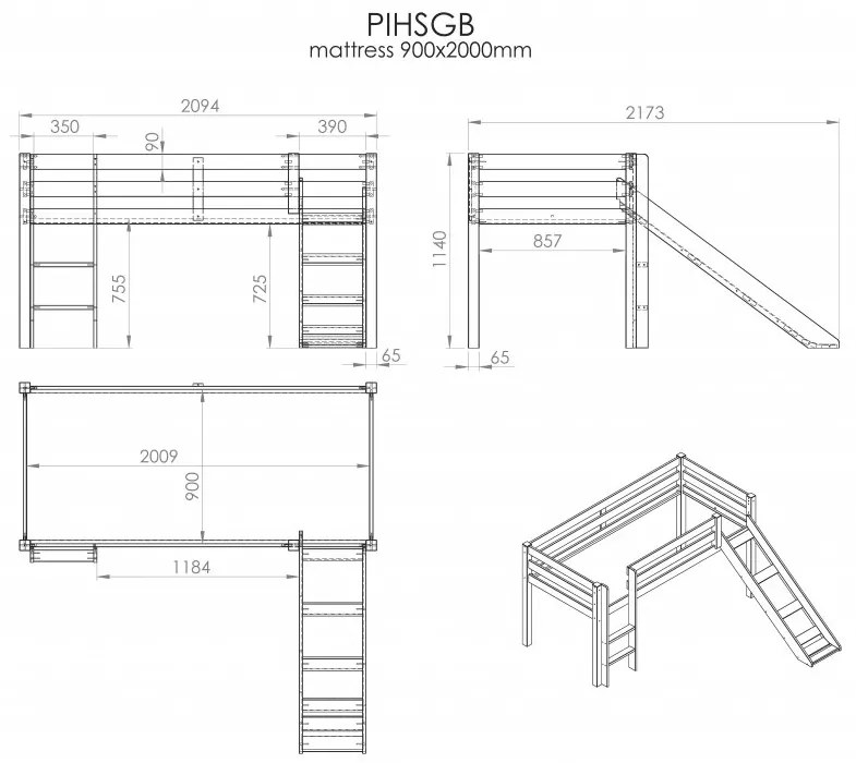 Vipack Postel Pino se skluzavkou a závěsem - Petshop Barva: Bílá