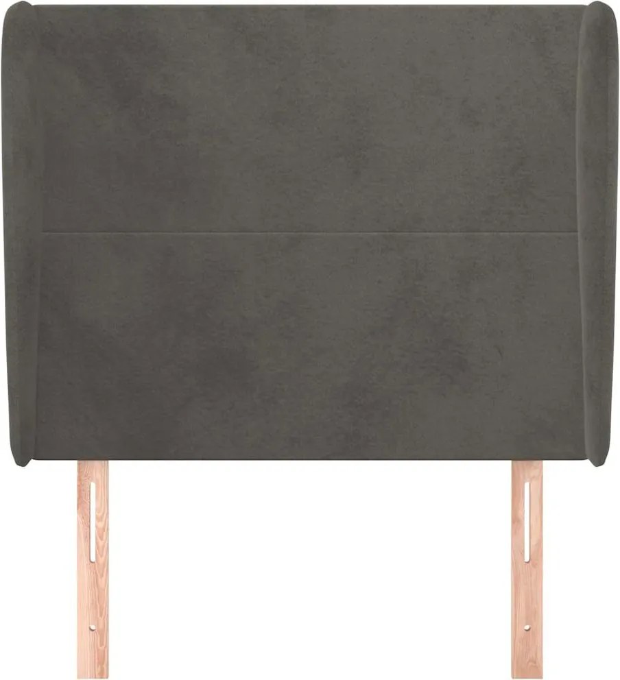 Čelo postele typu ušák tmavě šedé 103x23x118/128 cm samet 3117719