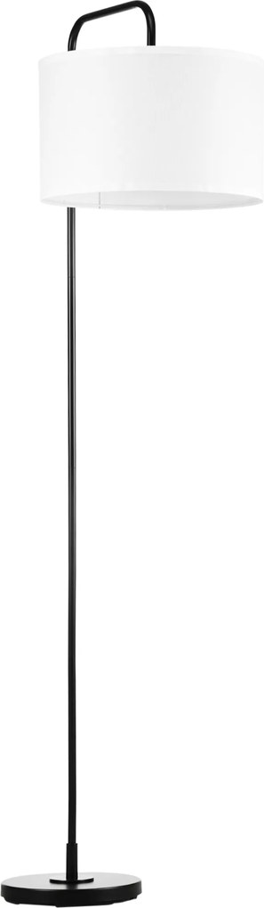 HOMCOM Stojací lampa s nožním spínačem, podlahová lampa s látkovým stínidlem, ocel, černá