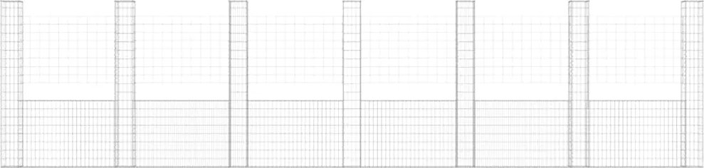 Gabionový koš ve tvaru U se 7 sloupky železo 740 x 20 x 200 cm 151294