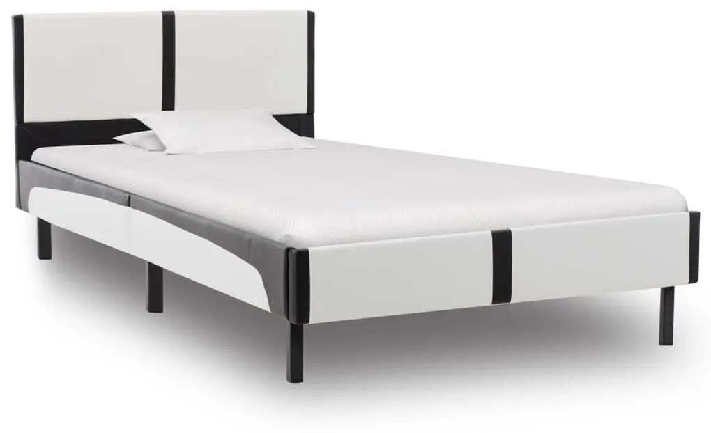 280282 vidaXL Rám postele bíločerný umělá kůže 90 x 200 cm