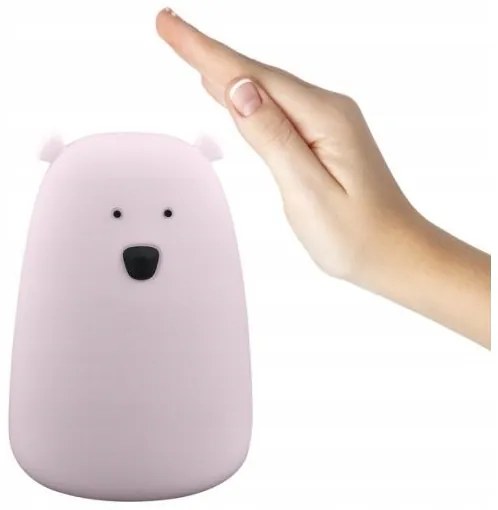 LED RGB Dětská dotyková lampička BEAR LED/0,8W/5V růžová + USB