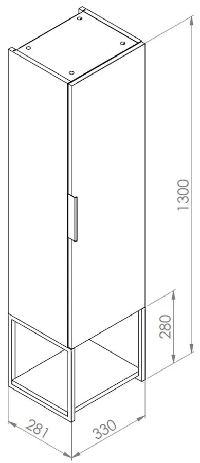 BPS-koupelny Doplňková koupelnová skříňka vysoká Kubus W V 130 P/L