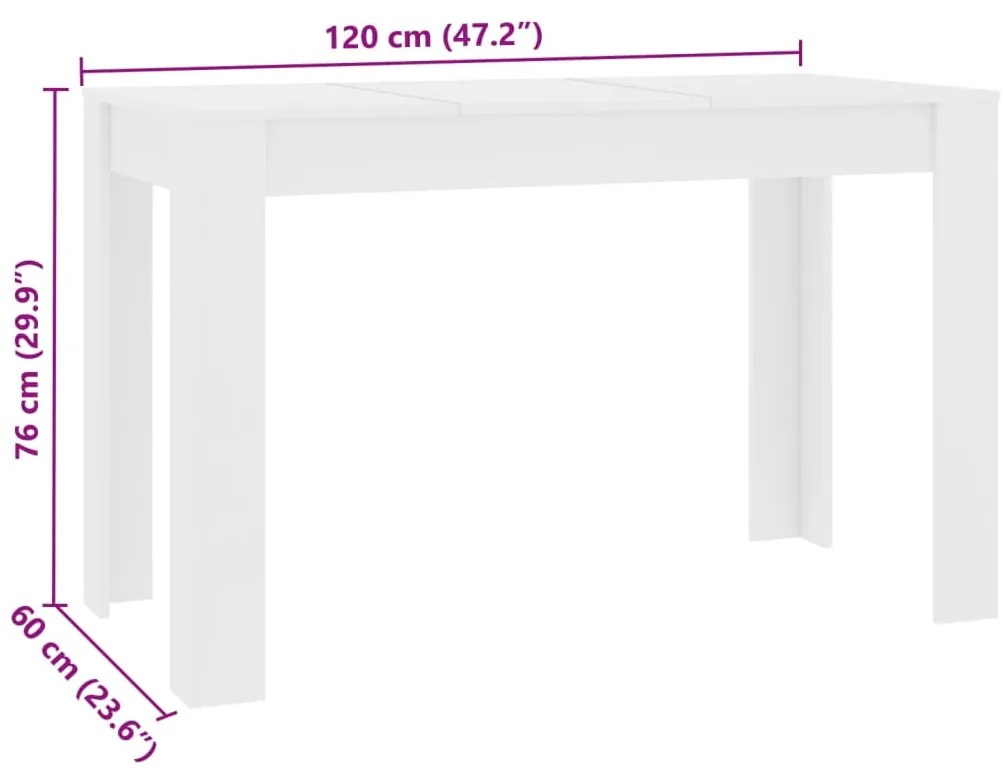 vidaXL Marketos Jídelní stůl bílý 120 x 60 x 76 cm kompozitní dřevo