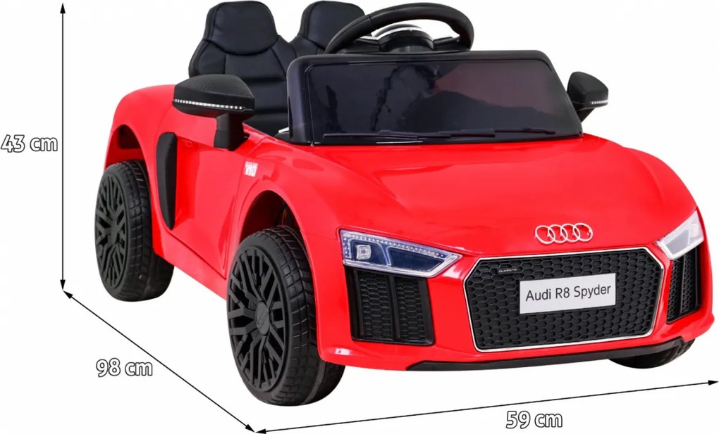 Ramiz Elektrické autíčko Audi R8 pro děti červené + dálkové ovládání + EVA + plynulý start + MP3 LED
