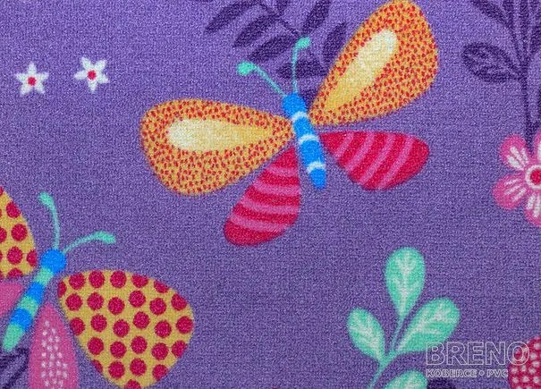Breno Metrážový koberec PAPILLON 17, šíře 400 cm, Fialová/Vícebarevné