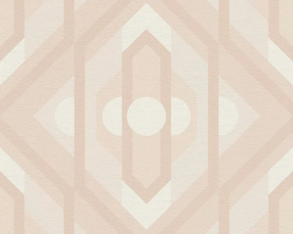 Vliesová tapeta retro, geometrická - béžová, krémová, růžová 395315 / Tapety na zeď 39531-5 retro Chic (0,53 x 10,05 m) A.S.Création