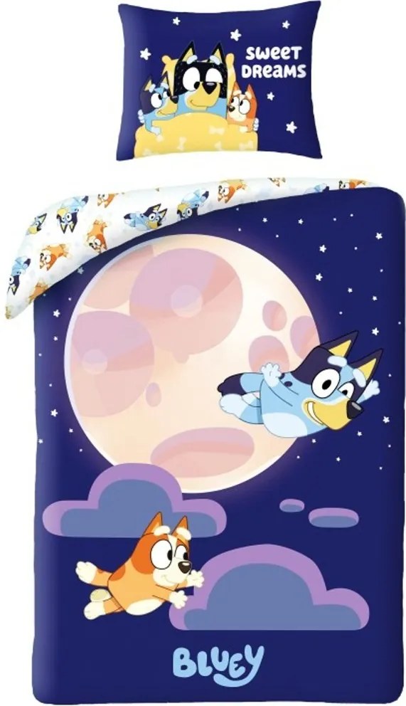Bavlněné ložní povlečení Bluey - motiv Sweet Dreams - 100% bavlna - 70x90 cm + 140x200 cm