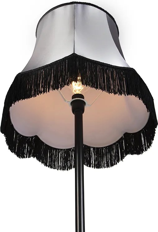 Retro stojací lampa černá se stínítkem Granny černý s šedou 45 cm - Simplo