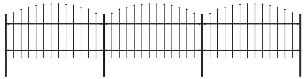 vidaXL Marketos Zahradní plot s kopím nahoře ocelový 537 x 125 cm černý