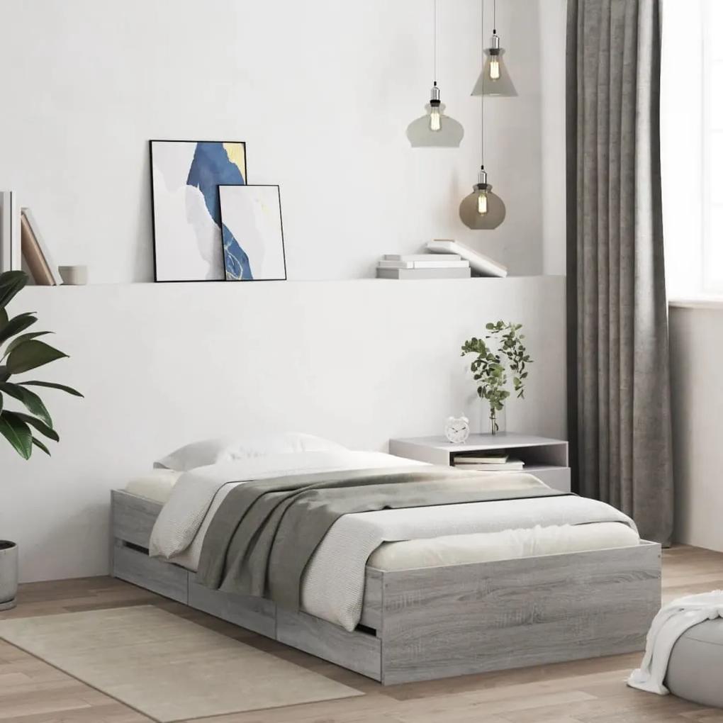 vidaXL Rám postele se zásuvkami 75 x 190 cm kompozitní dřevo [3207331] Barva: Černá