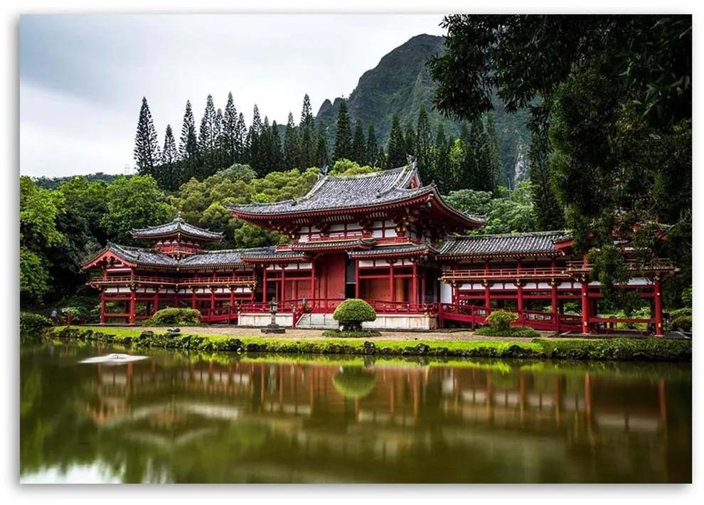 Obraz na plátně Japonský zahradní chrám - 100x70 cm