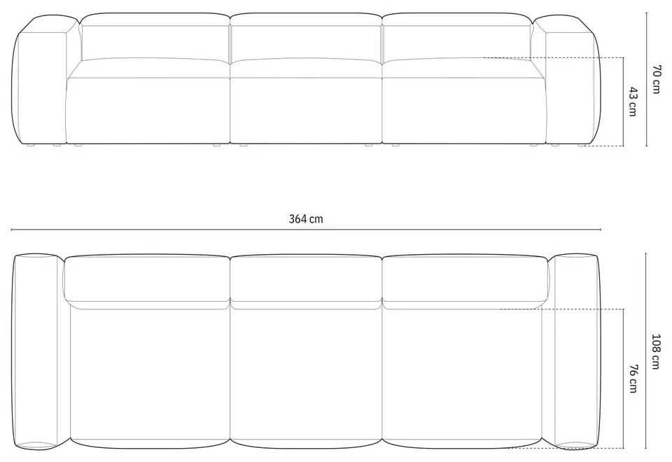 Hnědá pohovka 364 cm Bergamo – Cosmopolitan Design