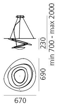 Artemide 1256120A -LED Stmívatelný lustr na lanku PIRCE LED/44W/230V 3000K zlatá