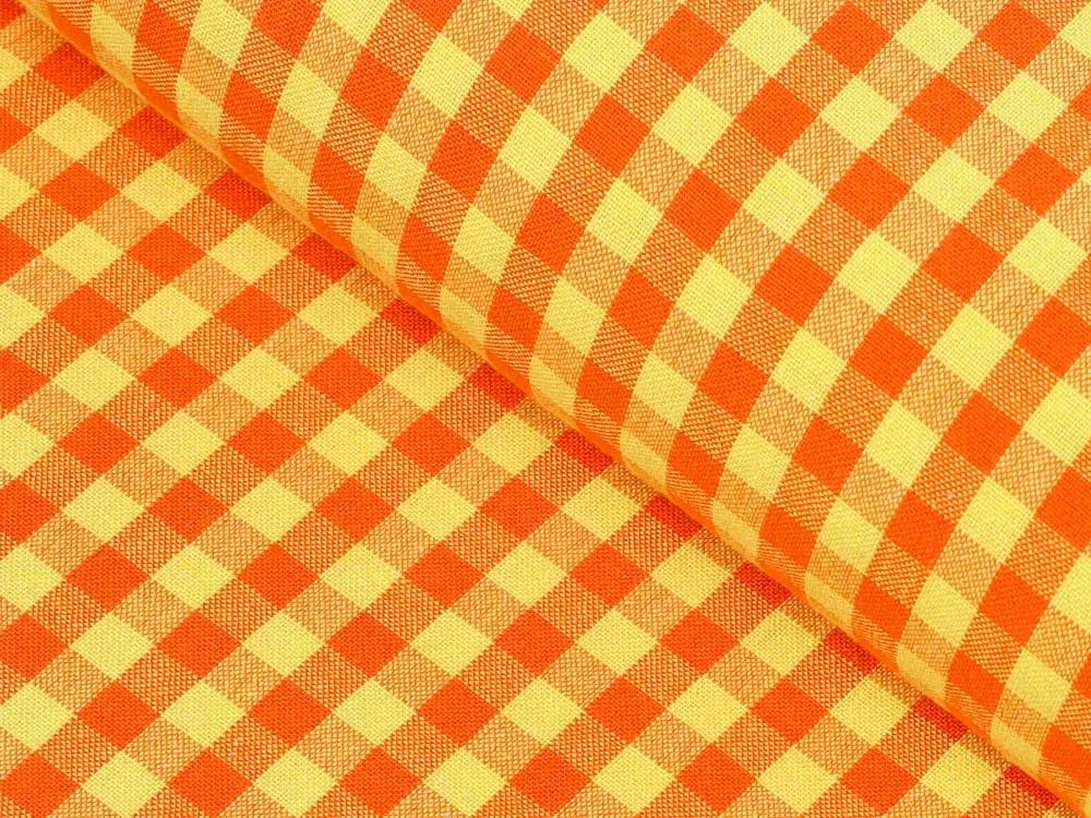Biante Bavlněný kulatý ubrus Olivia OL-006 Oranžovo-žlutá kostka malá Ø 110 cm