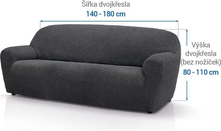 Super strečové potahy RUBINIA antracitová dvojkřeslo (š. 140 - 180 cm)