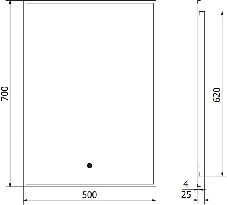 Mexen Erma koupelnové zrcadlo s podsvícením 50 x 70 cm, LED 6000K, proti zamlžování, černý rám - 9814-050-070-611-70