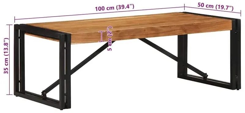 Konferenční stolek, kov, masivní akácie, černá, přírodní, NoBi EBREL