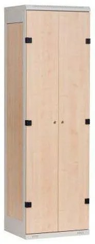Šatní skříň Oliver s dřevěnými dveřmi, 2 oddíly, šedá/javor