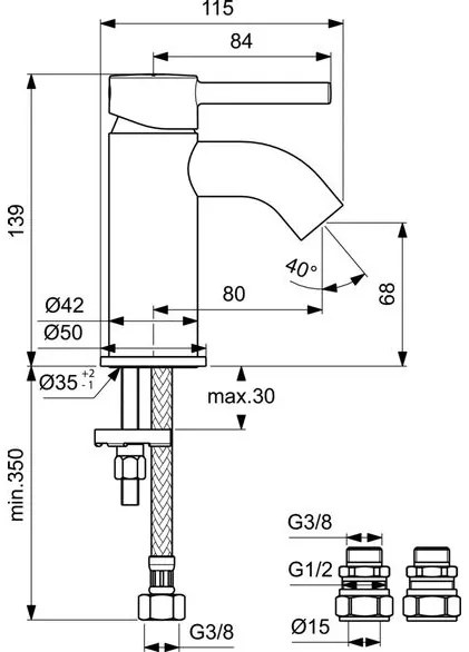 Ideal Standard Ceraline Umyvadlová baterie Piccolo, chrom BC185AA