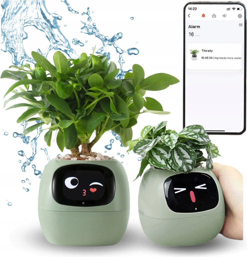 Inteligentní květináč Ivy Smart Planter, obal na květináč Plantsio Zelený