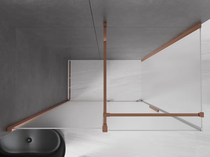 Mexen Velar, sprchový kout s posuvnými dveřmi 150 x 80 cm, 8mm sklo námraza, růžové zlato, 871-150-080-31-55