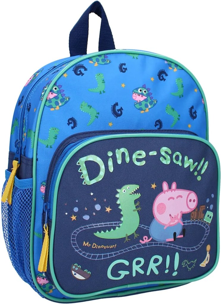 Chlapecký batoh s přední kapsou Prasátko Peppa - motiv Prasátko George s dinosaurem - 7L