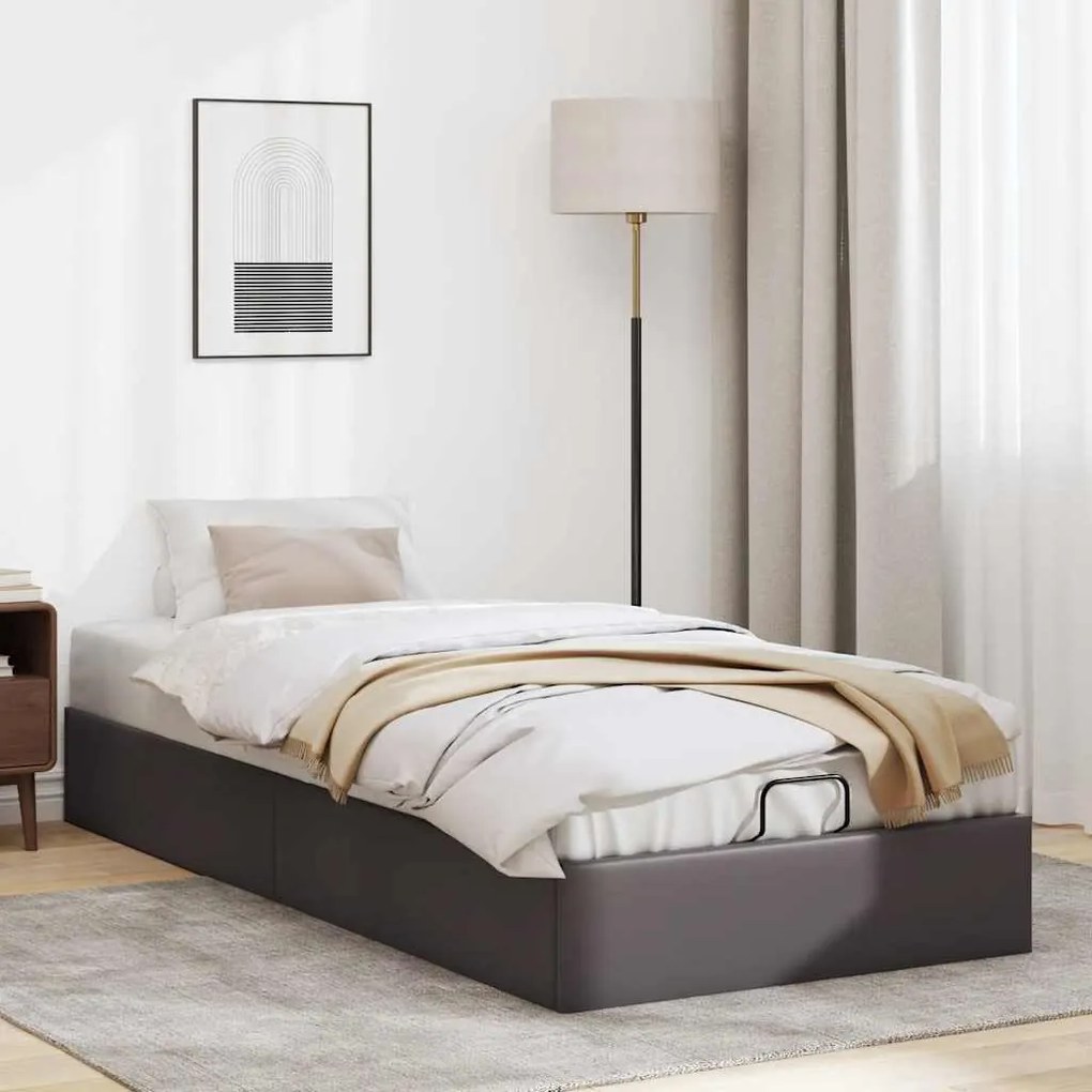 Osmanský rám postele bez matrace šedá 100x200 cm umělá kůže 3310787